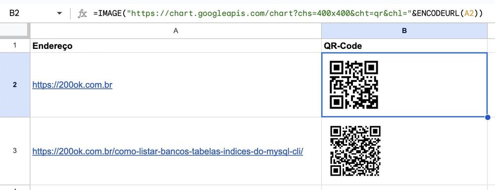Como gerar QR-Code com o Google Planilhas | 🟢 200 OK